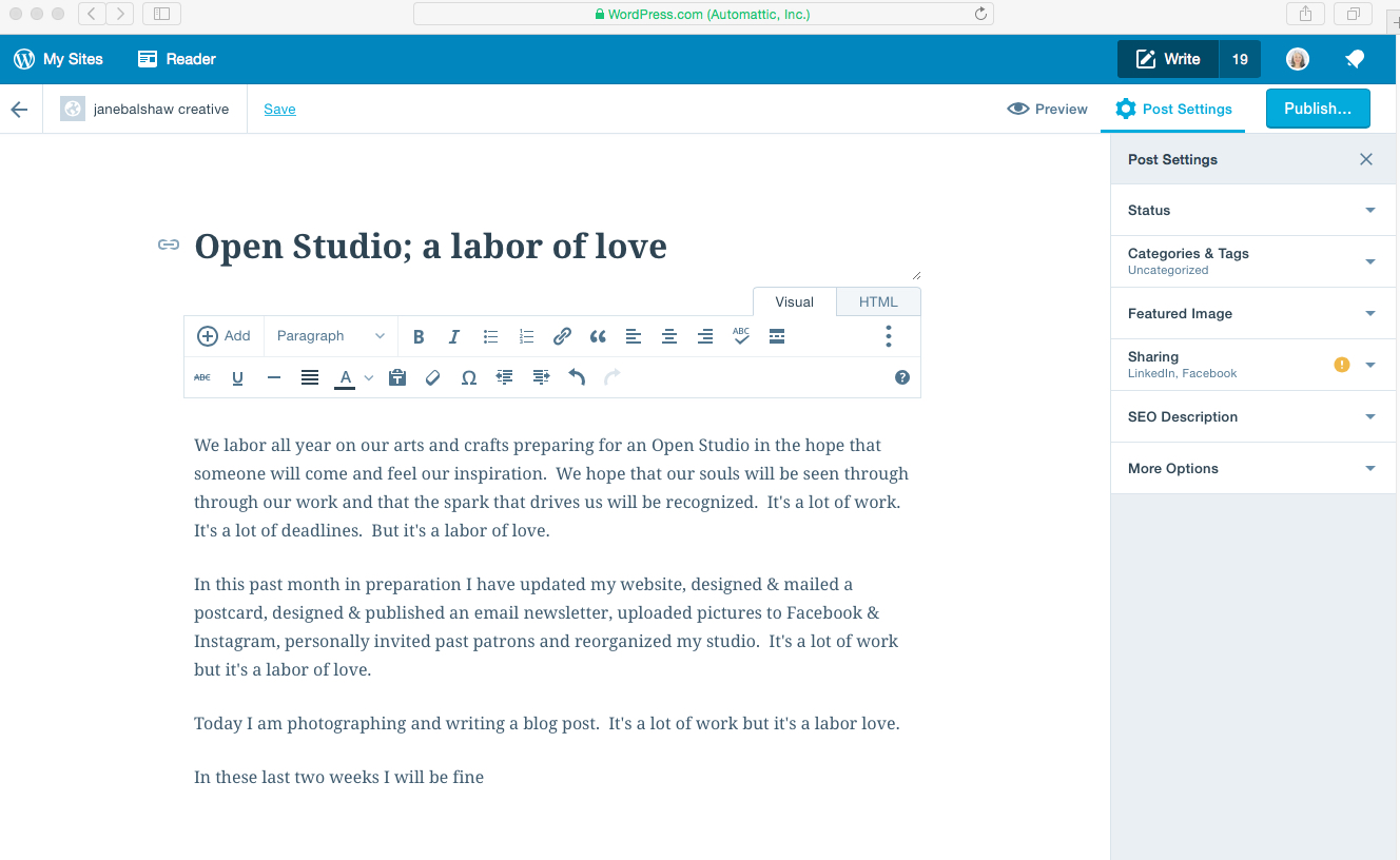 wordpress screen shot – janebalshaw creative studios